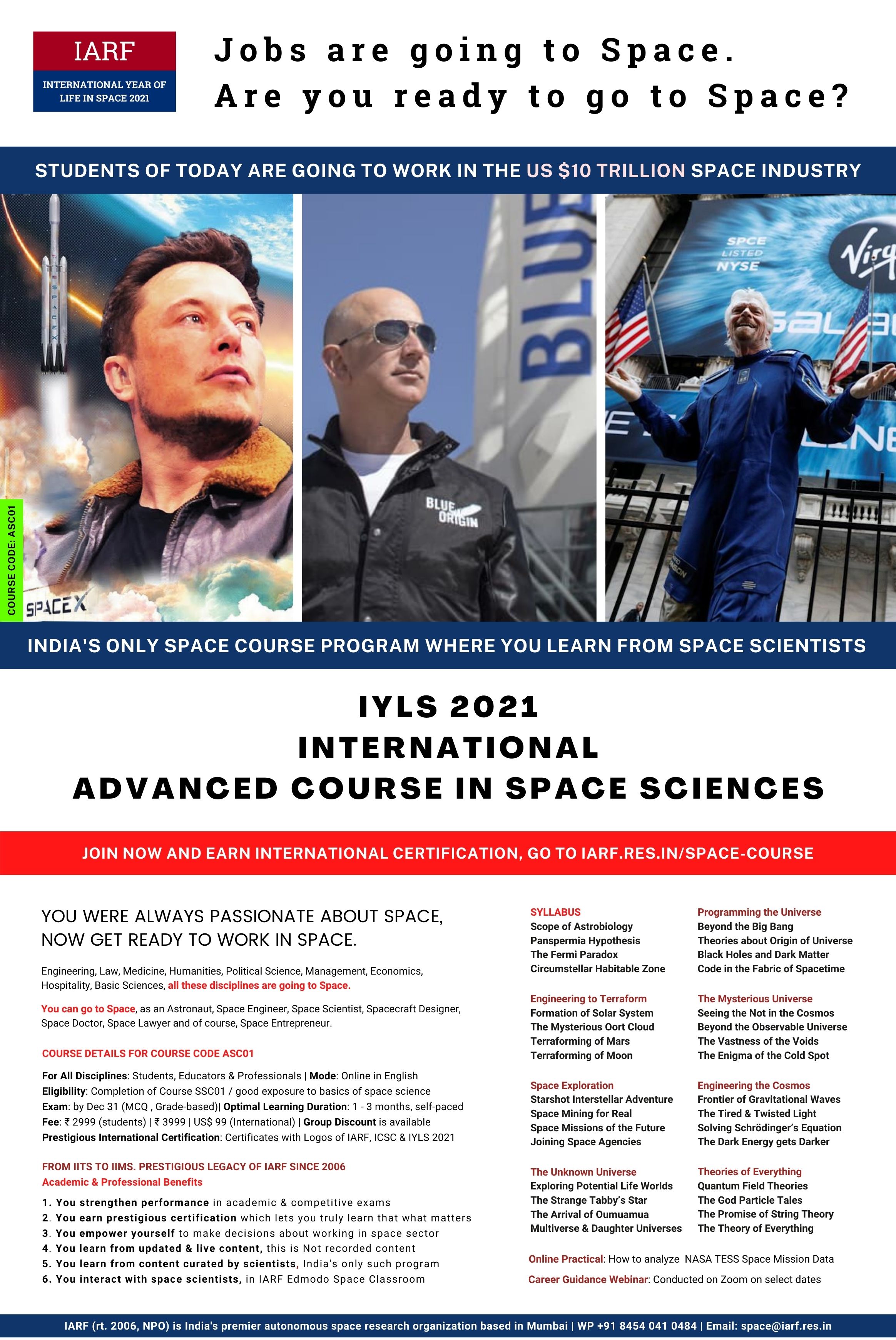 Advanced Space Course – ASC01 – One Page Brochure – Indian Astrobiology ...