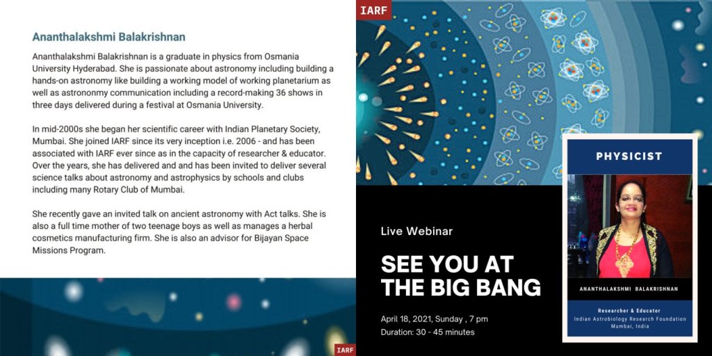 IARF – ICSC Public Talks – Indian Astrobiology Research Foundation